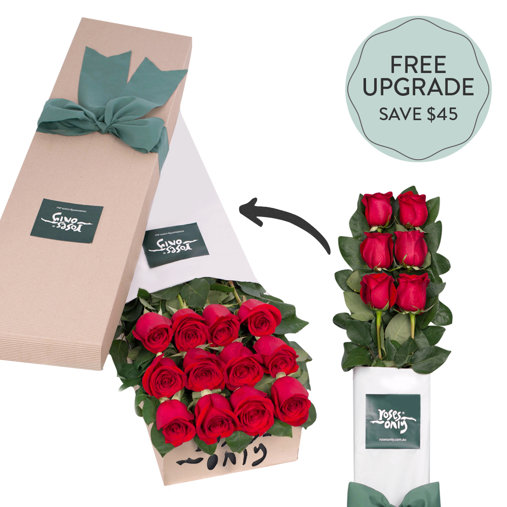 Long Stemmed Roses Gift Box Red 6 Free Upgrade to 12 - Roses Only ...